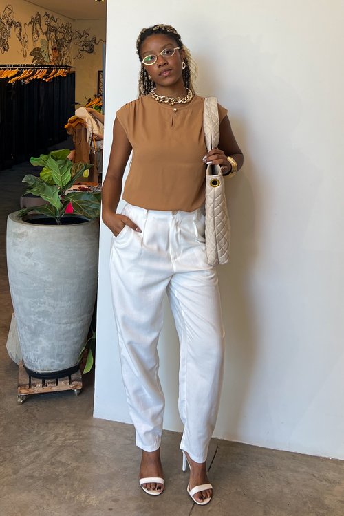 Calça Feminina Social Cenoura com Prega Milene